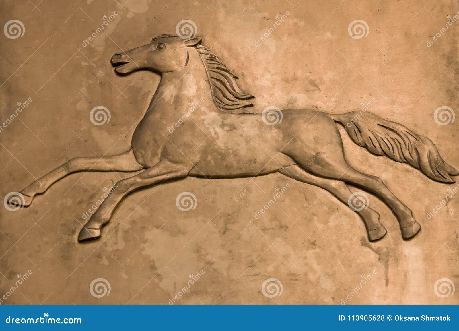 There is a Bas-relief of a Horse. Monument Stock Photo - Image of ...