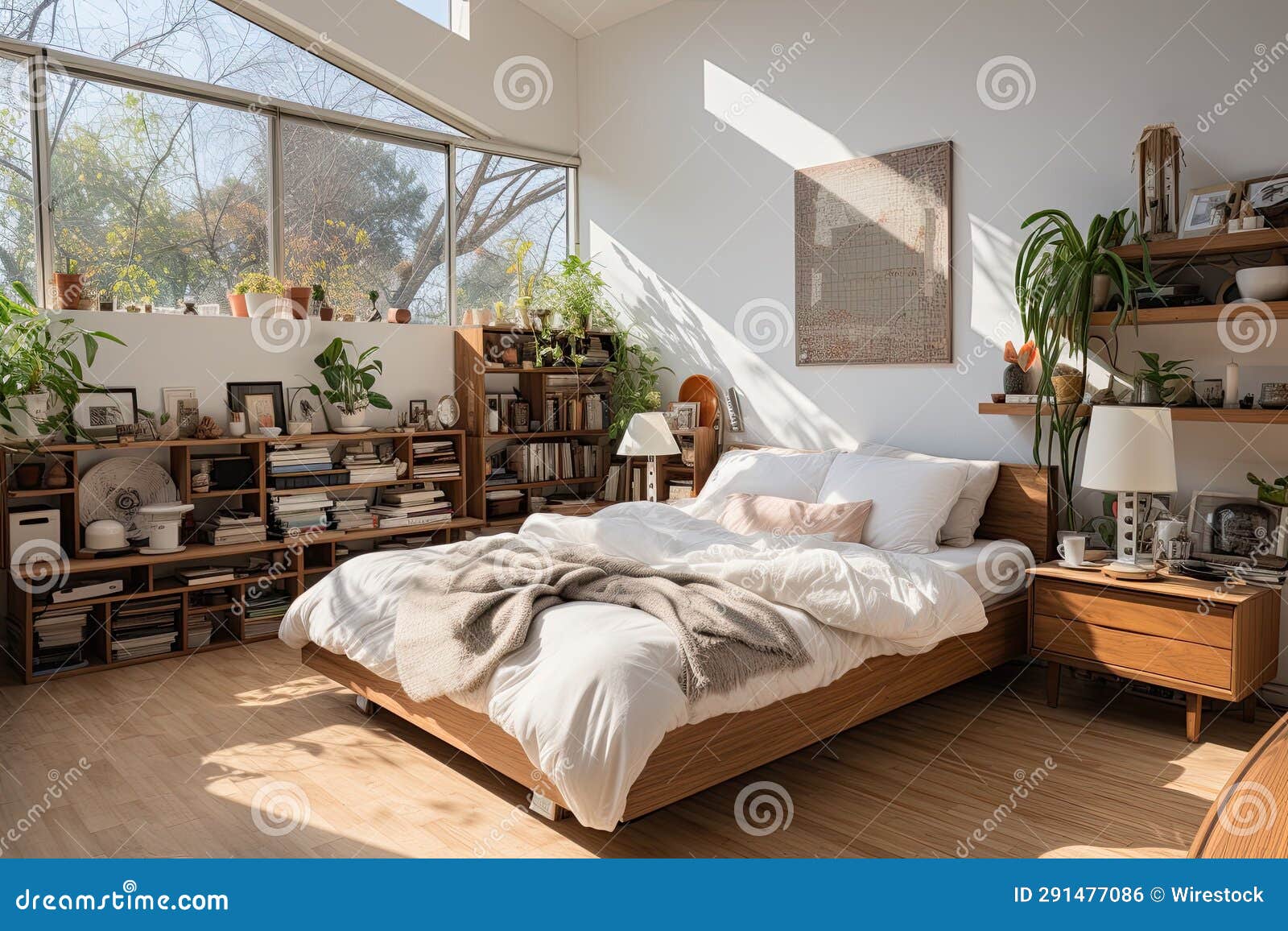 There is a Bed in this Bedroom that Has No Sheets on it Stock ...