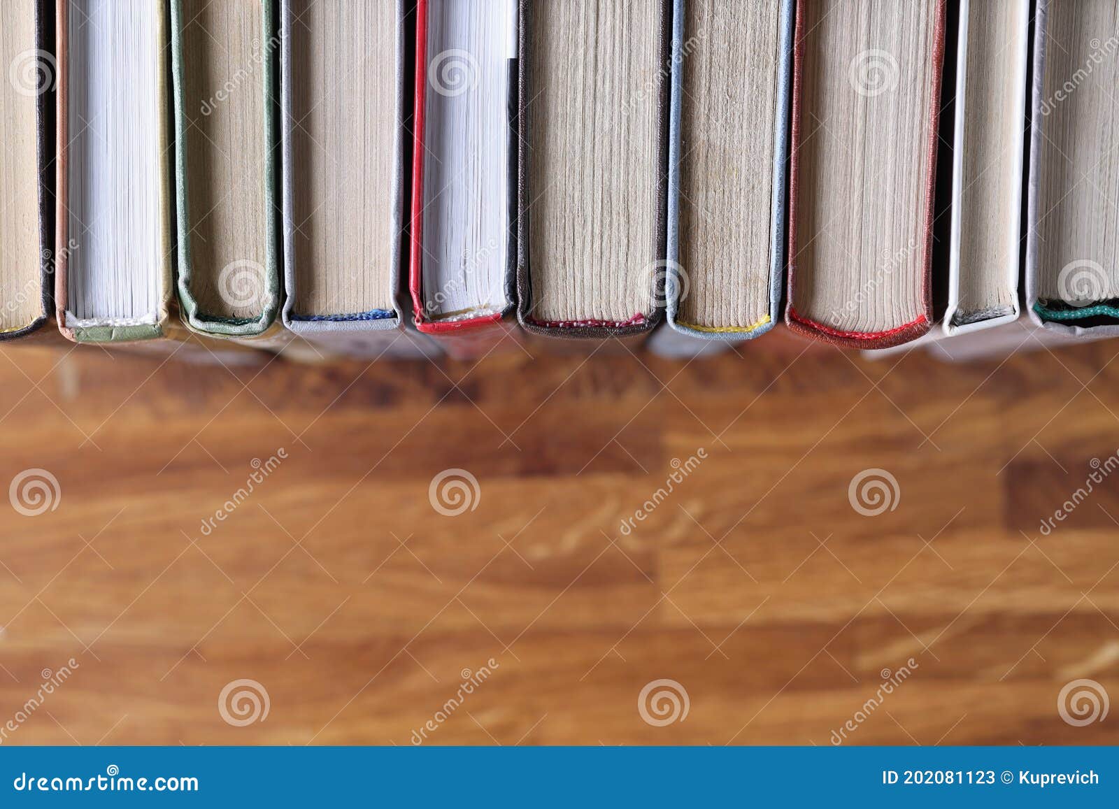There are Books in Row on Shelf Closeup. Stock Image - Image of ...