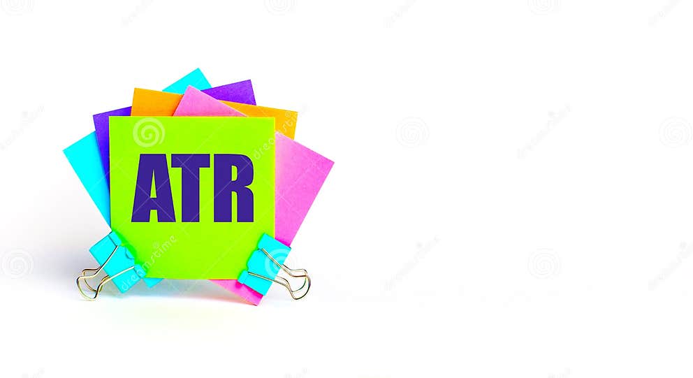 There are Bright Multi-colored Stickers with the Text ATR Average True ...