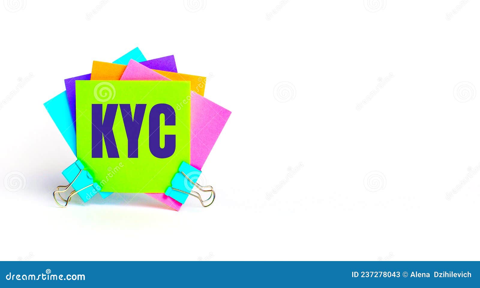 There are Bright Multi-colored Stickers with the Text KYC KNOW YOUR ...