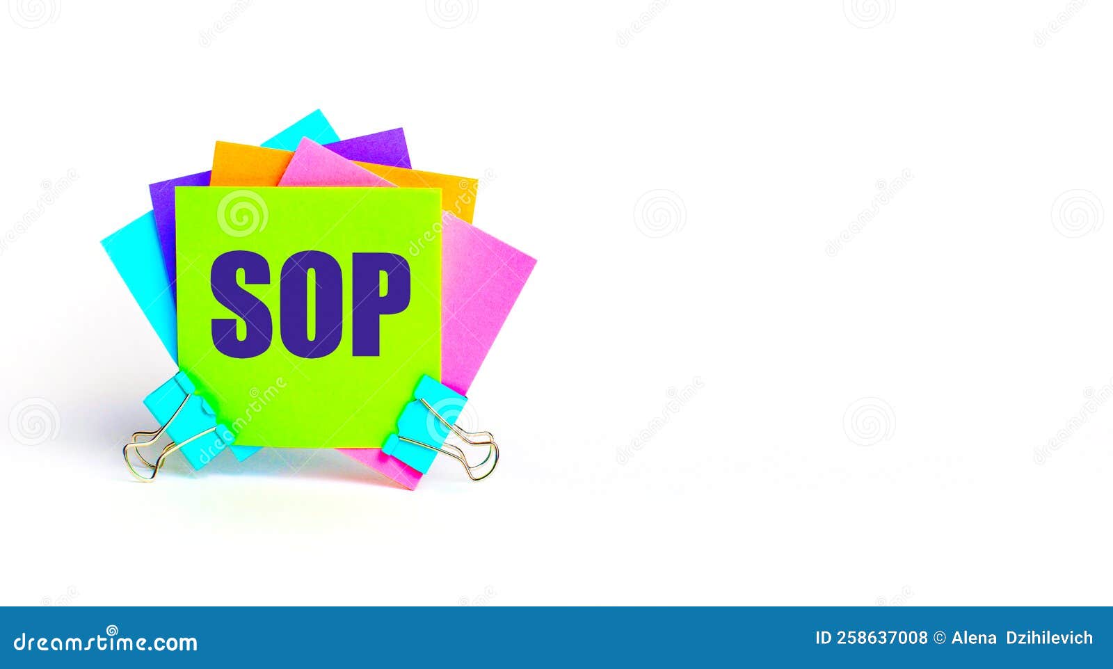 There are Bright Multi-colored Stickers with the Text SOP Standard ...