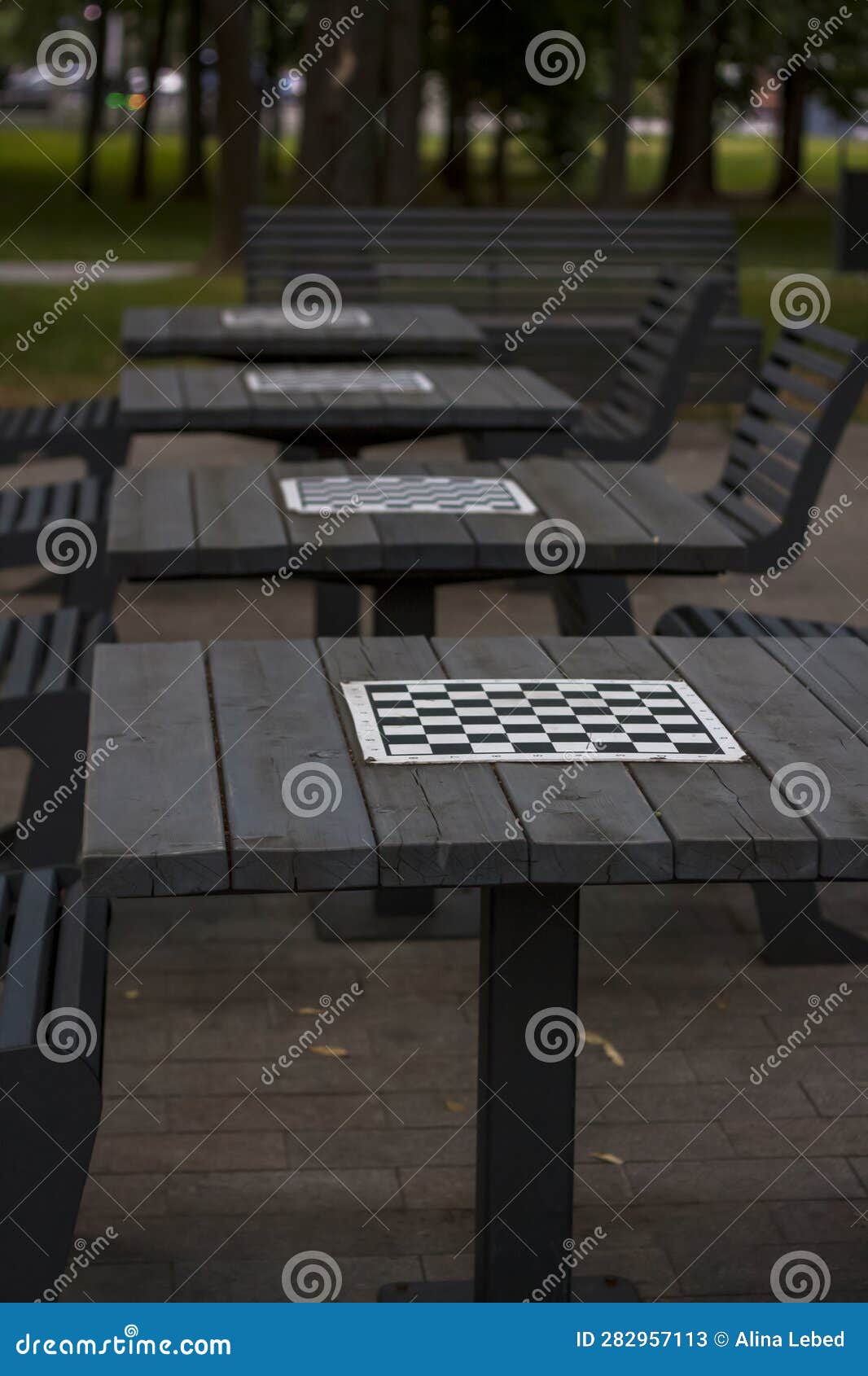 There are Chess Tables for Everyone in the Park. City Playgrounds Stock ...