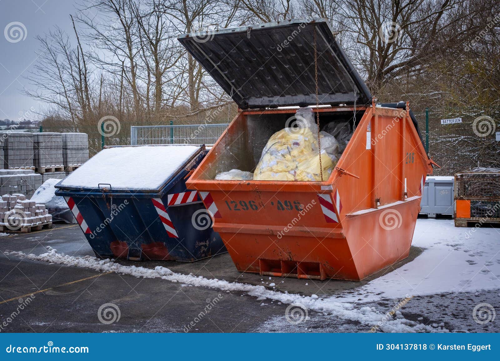 There are Containers Filled with Garbage Bags on a Factory Site Stock ...