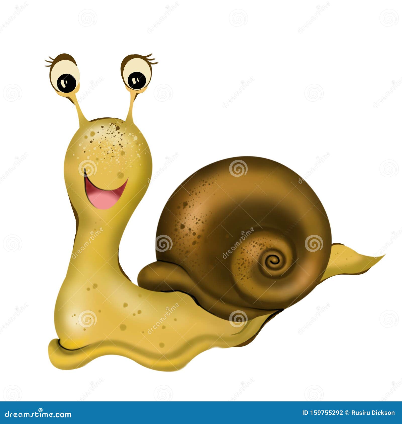 A Smile Snail with Brown Shell. Stock Illustration - Illustration of ...
