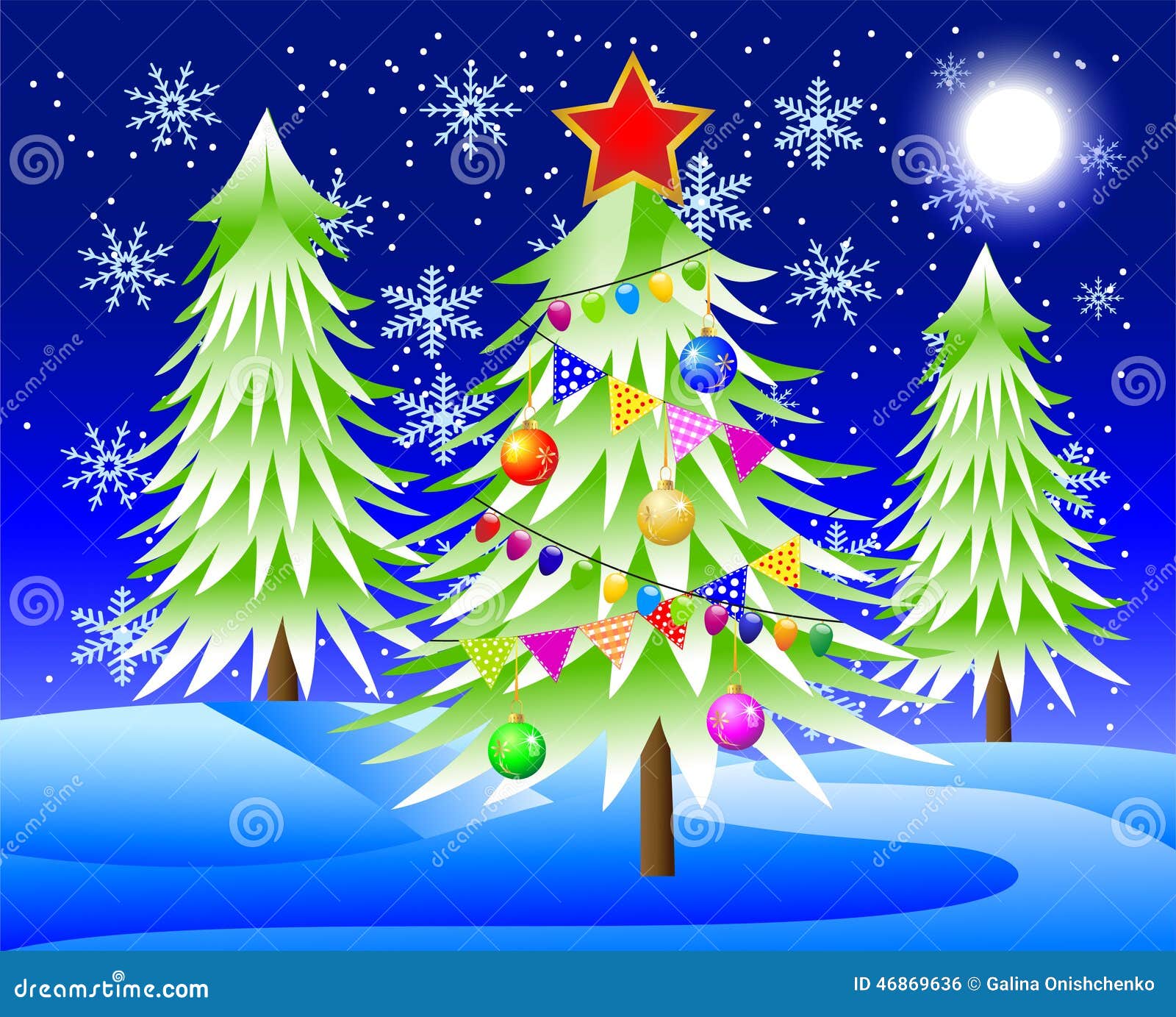 There is the Decorated Christmas Tree in-field Stock Vector ...