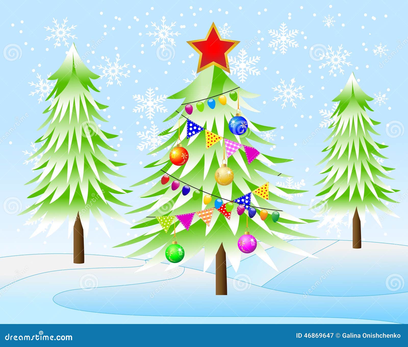 There is the Decorated Christmas Tree in-field Stock Vector ...
