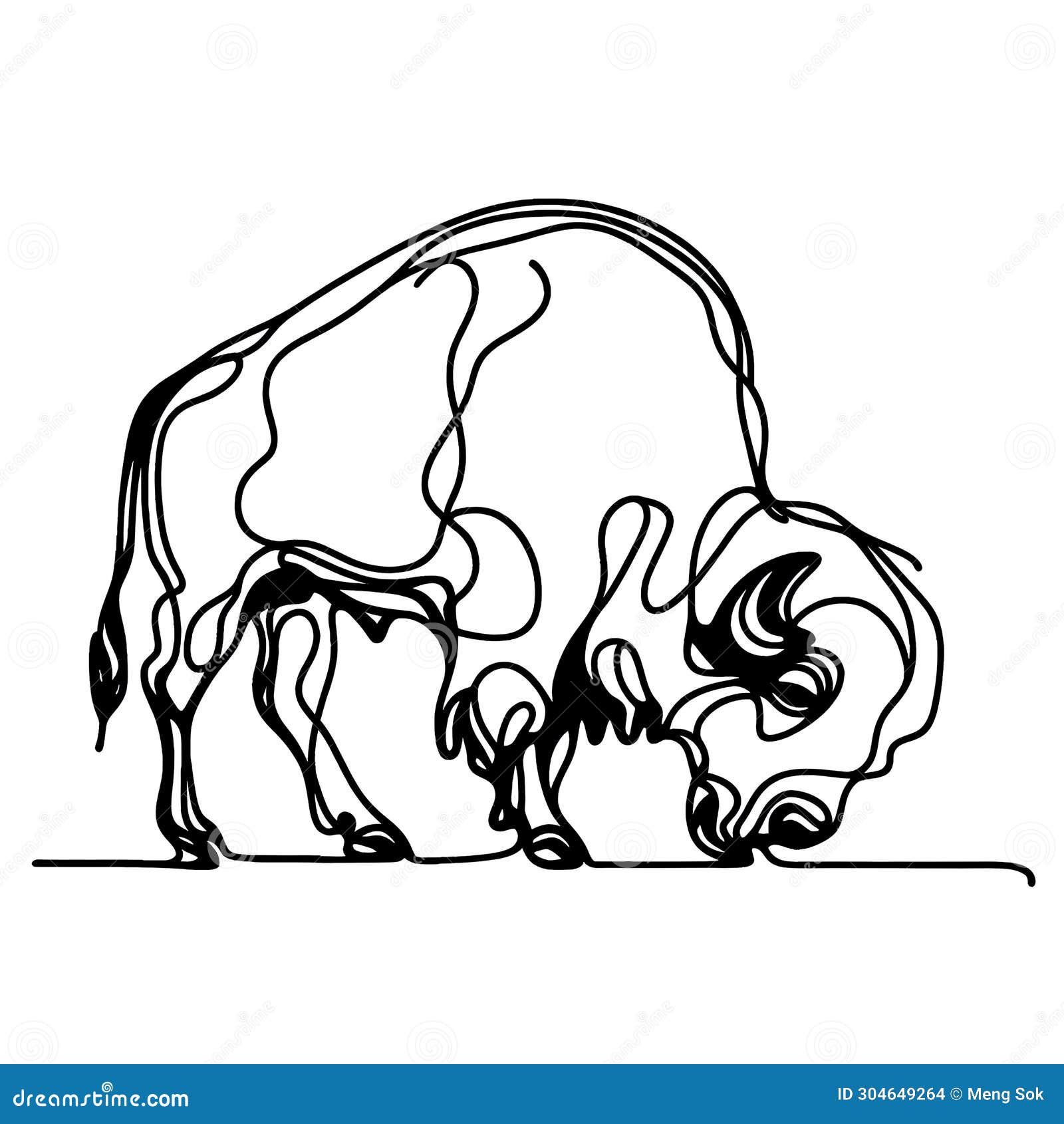 There is a Depiction of a Bison in Black and White, and it is ...