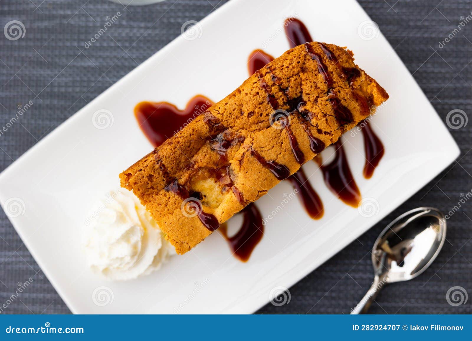 Rectangular Piece of Lush Apple Pie with Delicate Crispy Crust and ...