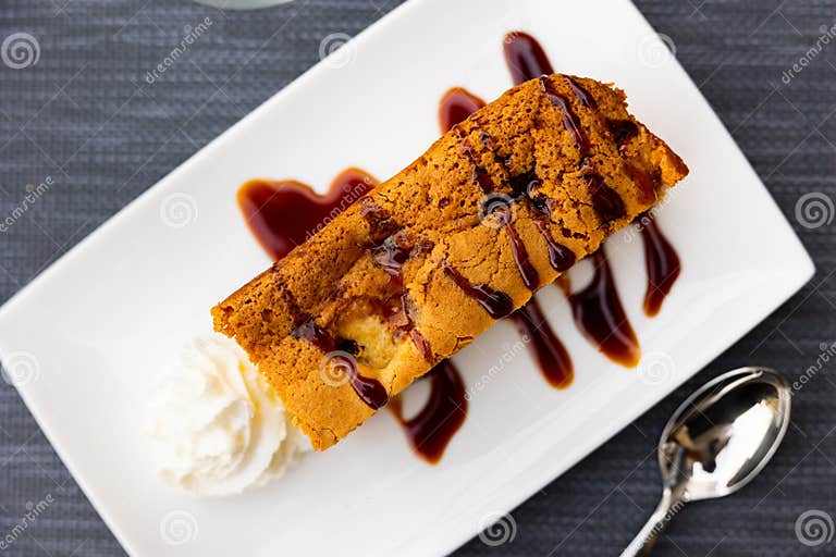 Rectangular Piece of Lush Apple Pie with Delicate Crispy Crust and ...