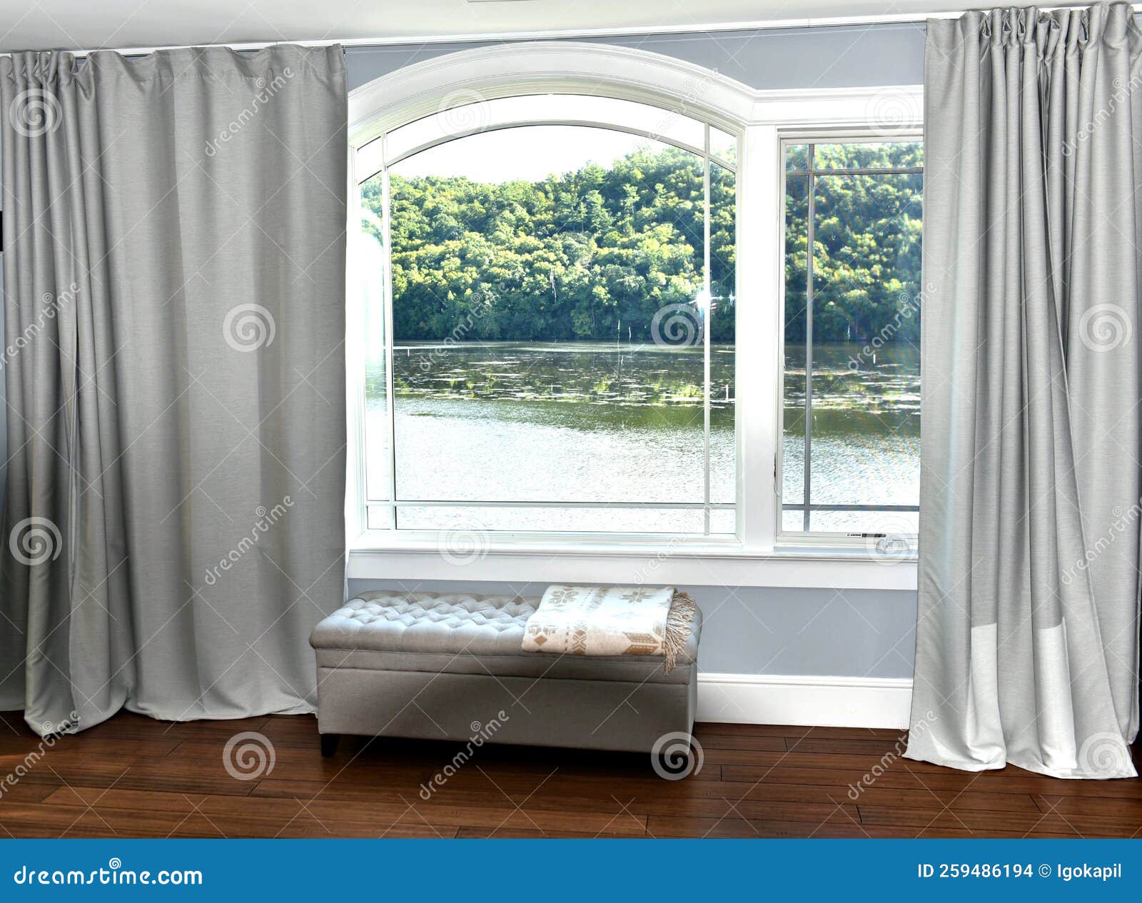 Lakefront House Windows Shape and Size Design Stock Photo - Image of ...