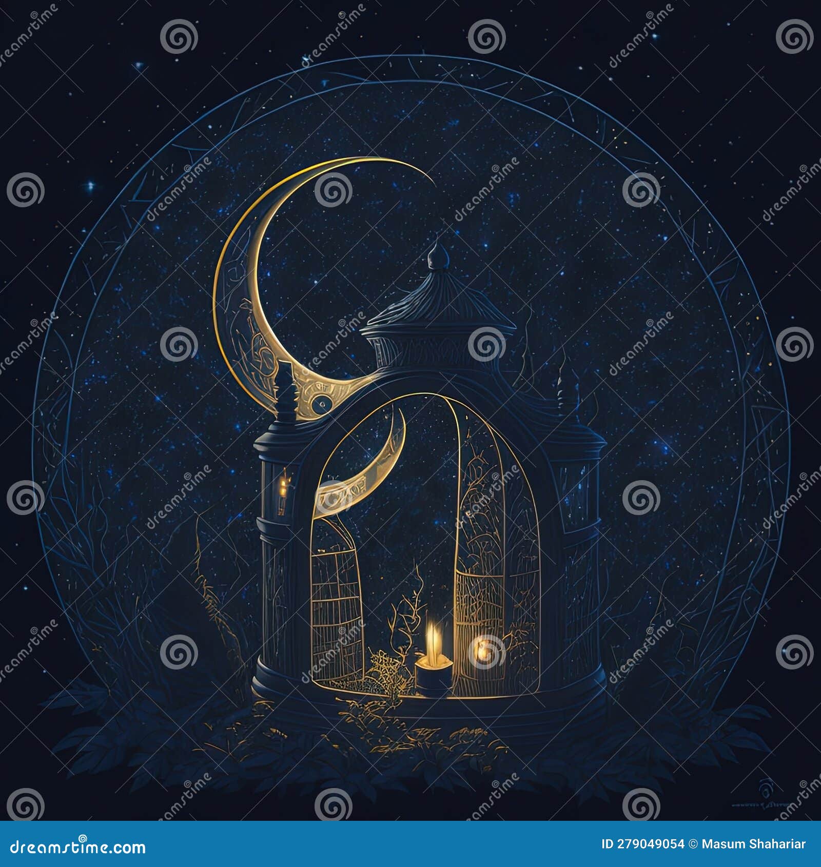 There is a Drawing of a Man Sitting on a Bench in the Moonlight Stock ...