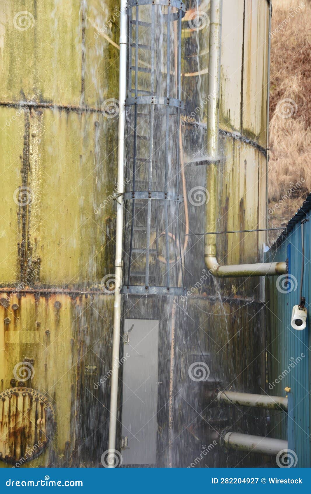 There is a Fire Hydrant on the Side of a Building Stock Image - Image ...