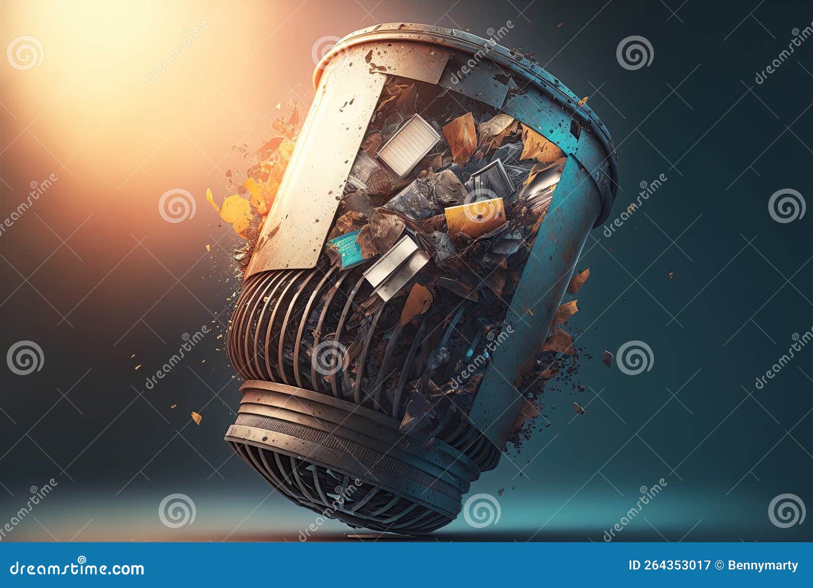 Garbage Trash-can Scattered All Around Stock Image - Image of rubbish ...