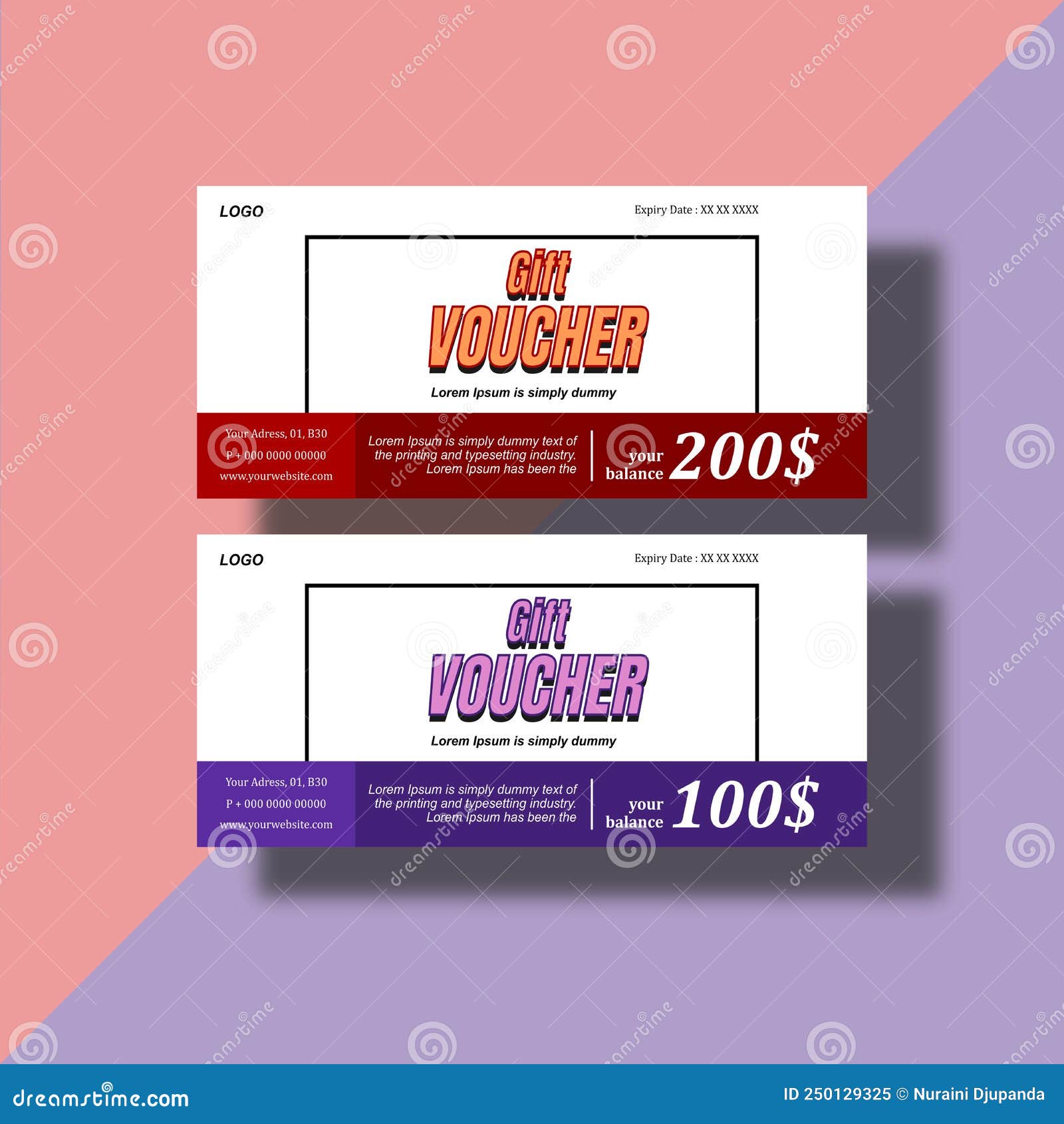 There are 2 Gift Voucher Templates with the Same Design in One Frame ...