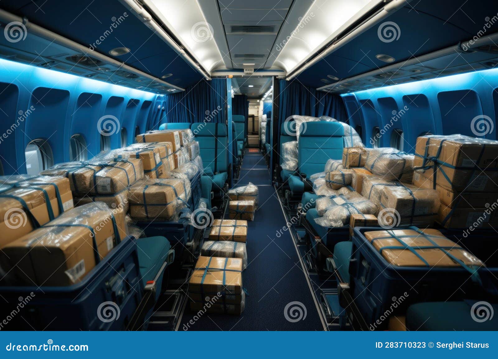 There are Many Boxes on the Inside of a Plane. Generative AI Image ...