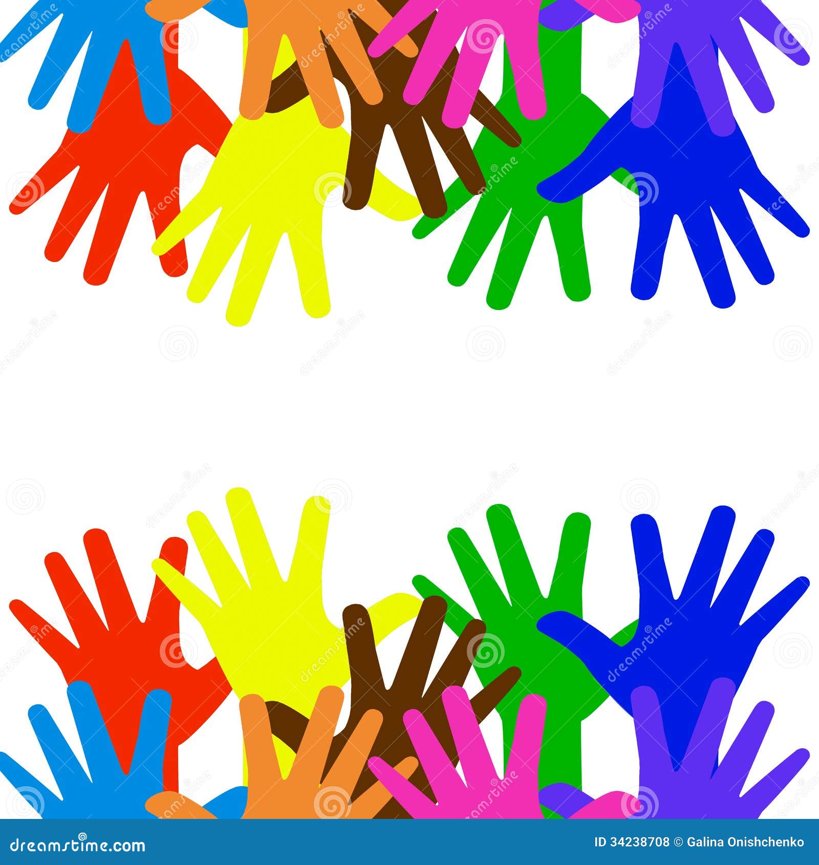 There are Many Bright Hands on a White Background Stock Illustration ...