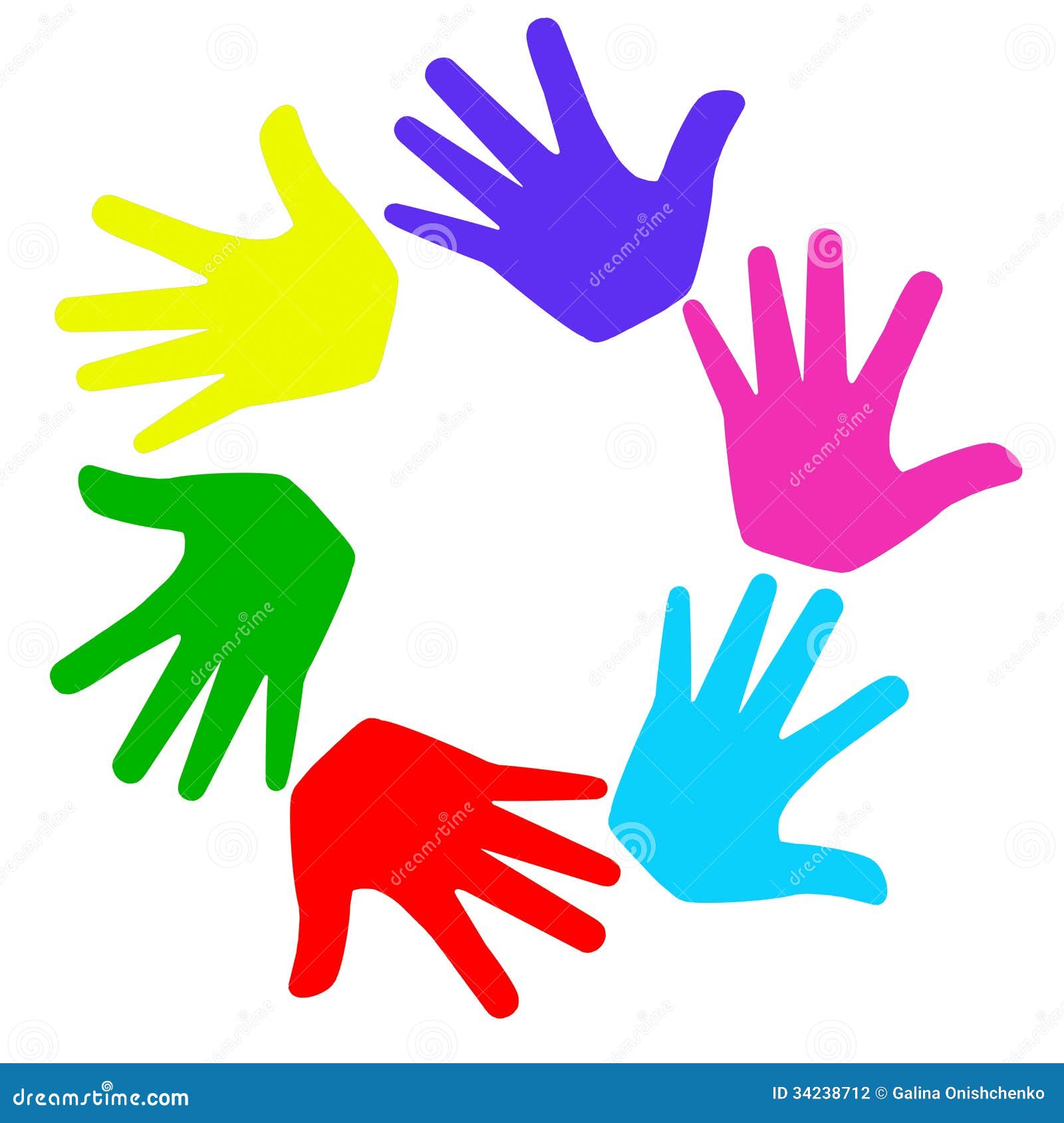 There are Many Bright Hands on a White Background Stock Illustration ...