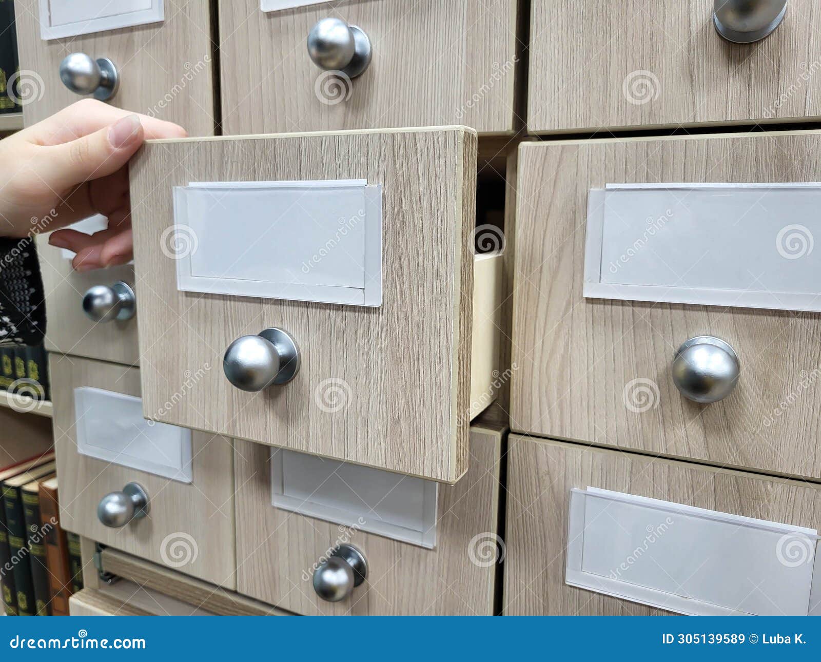 There are Many Library Drawers with File Cabinets Stock Image - Image ...