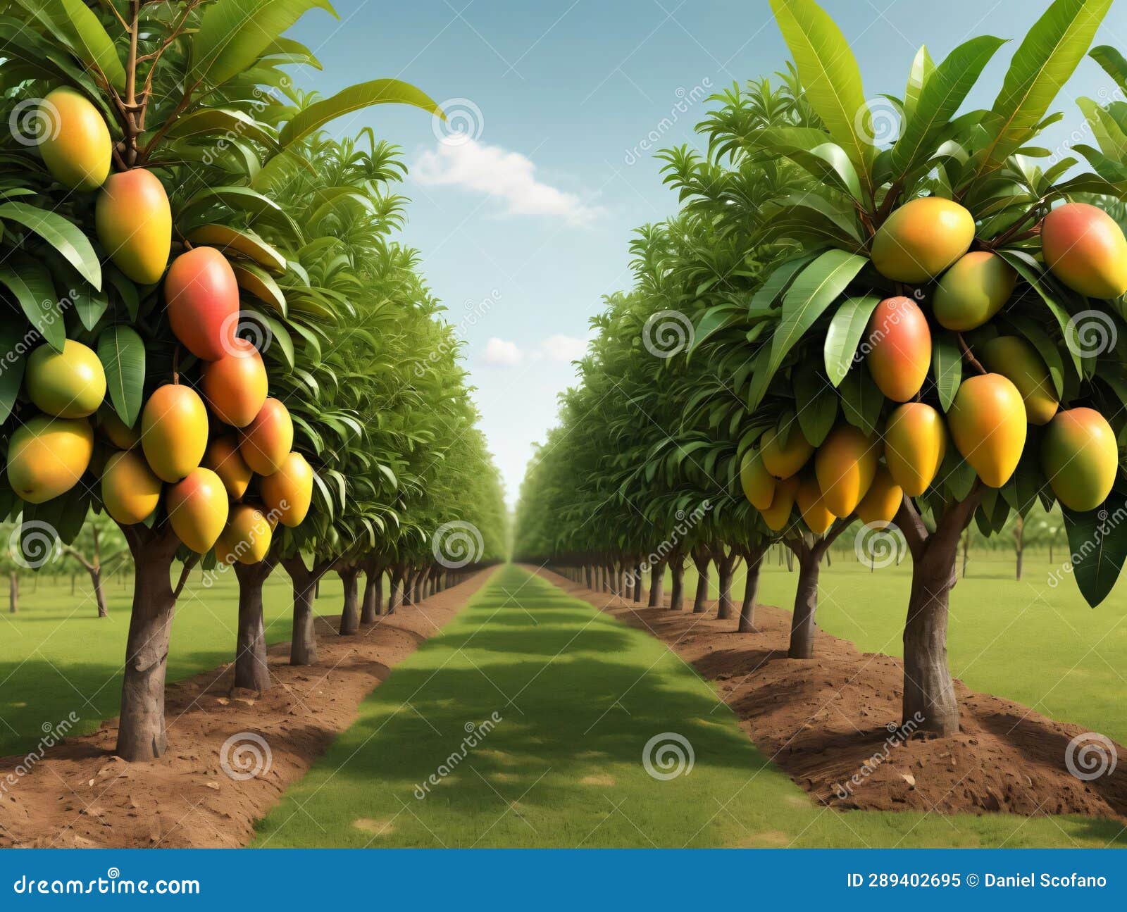 There are Many Mango Trees in the Field. Generative AI Stock ...
