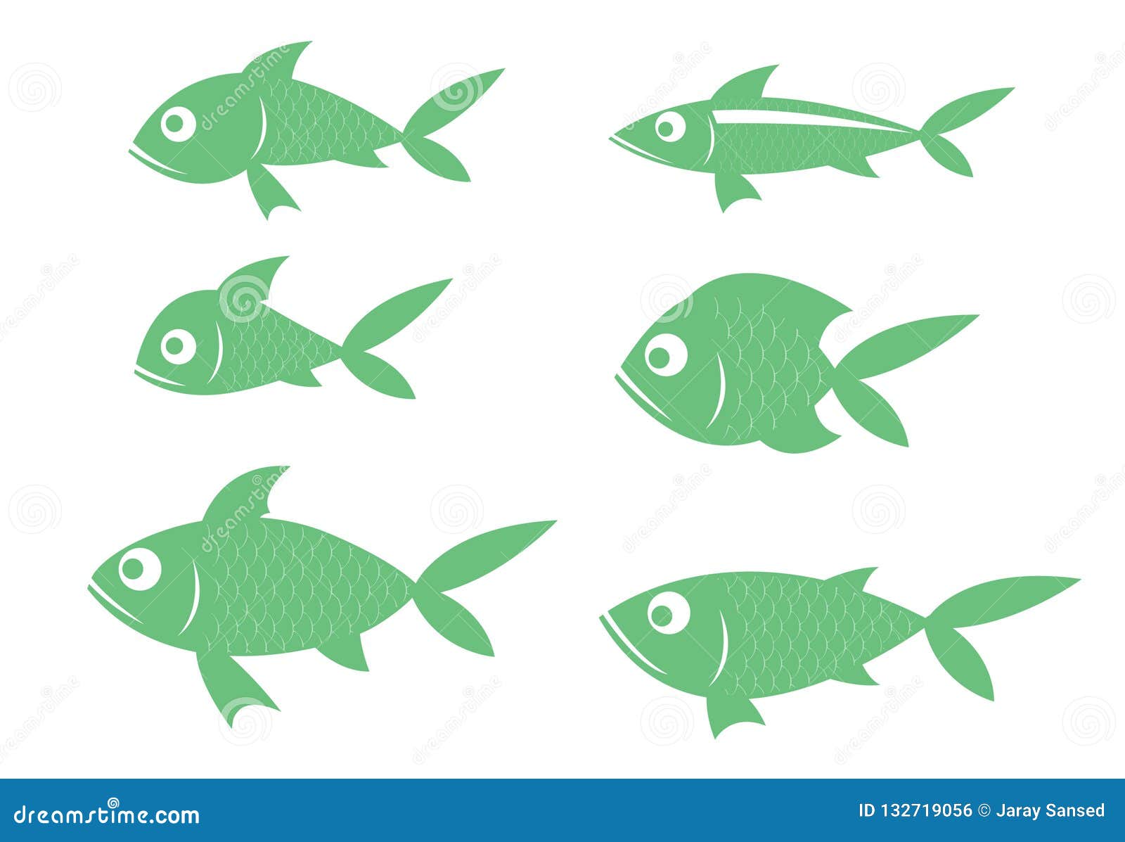 There are Many Species of Fish, Green Rows Long. Stock Vector ...