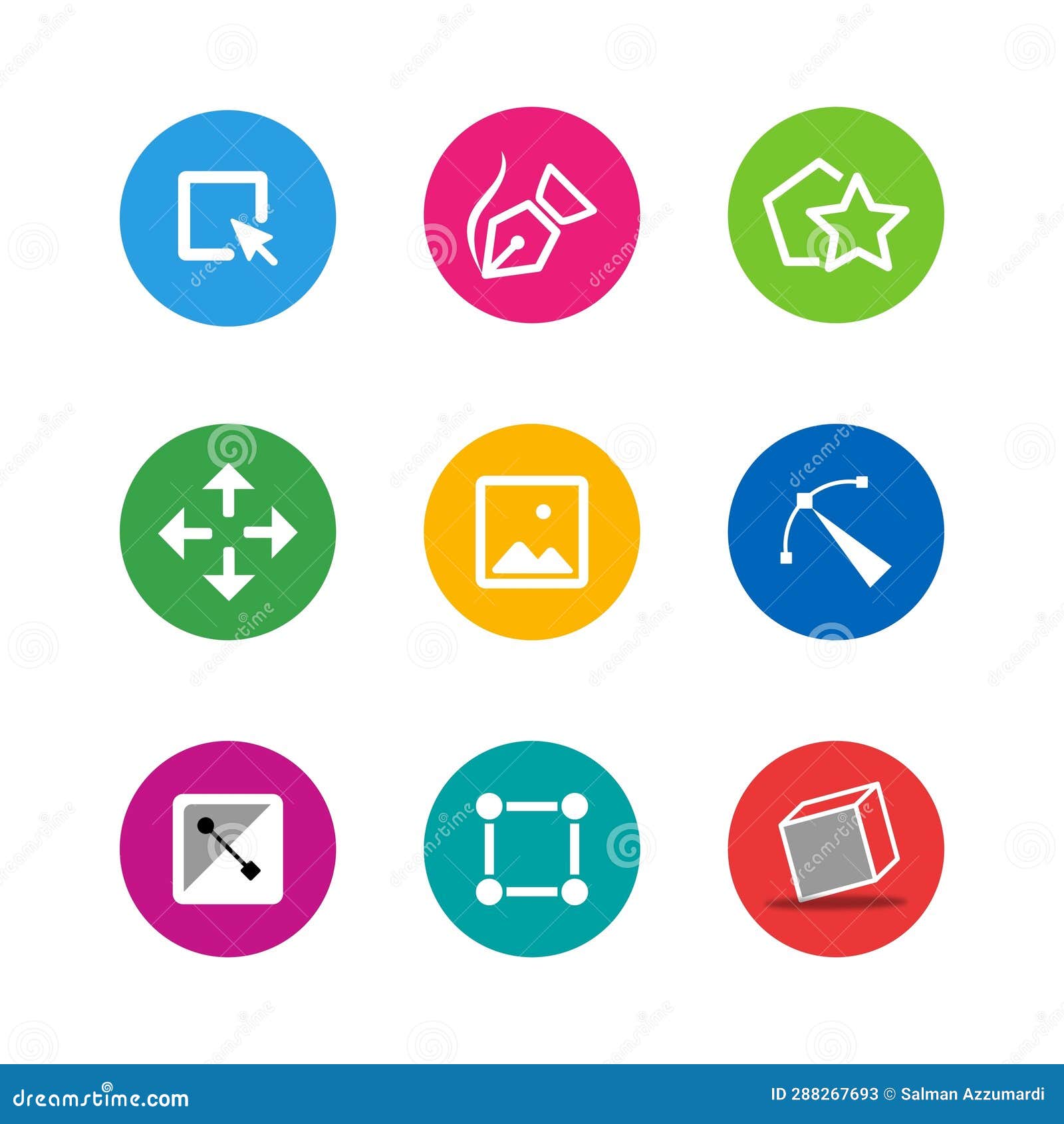 Icons of Designing Tools, Main Page Interface Stock Illustration ...