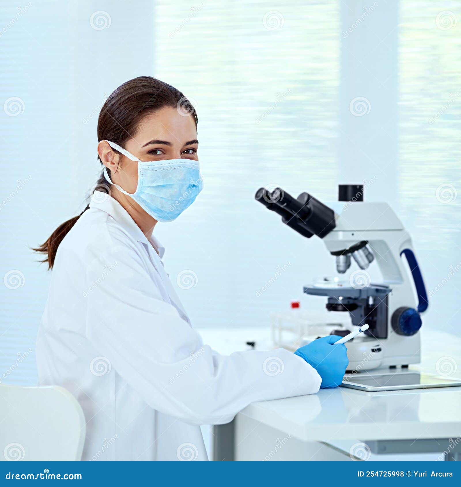 There are No Limits To Knowledge. a Female Scientist Working Alone in ...