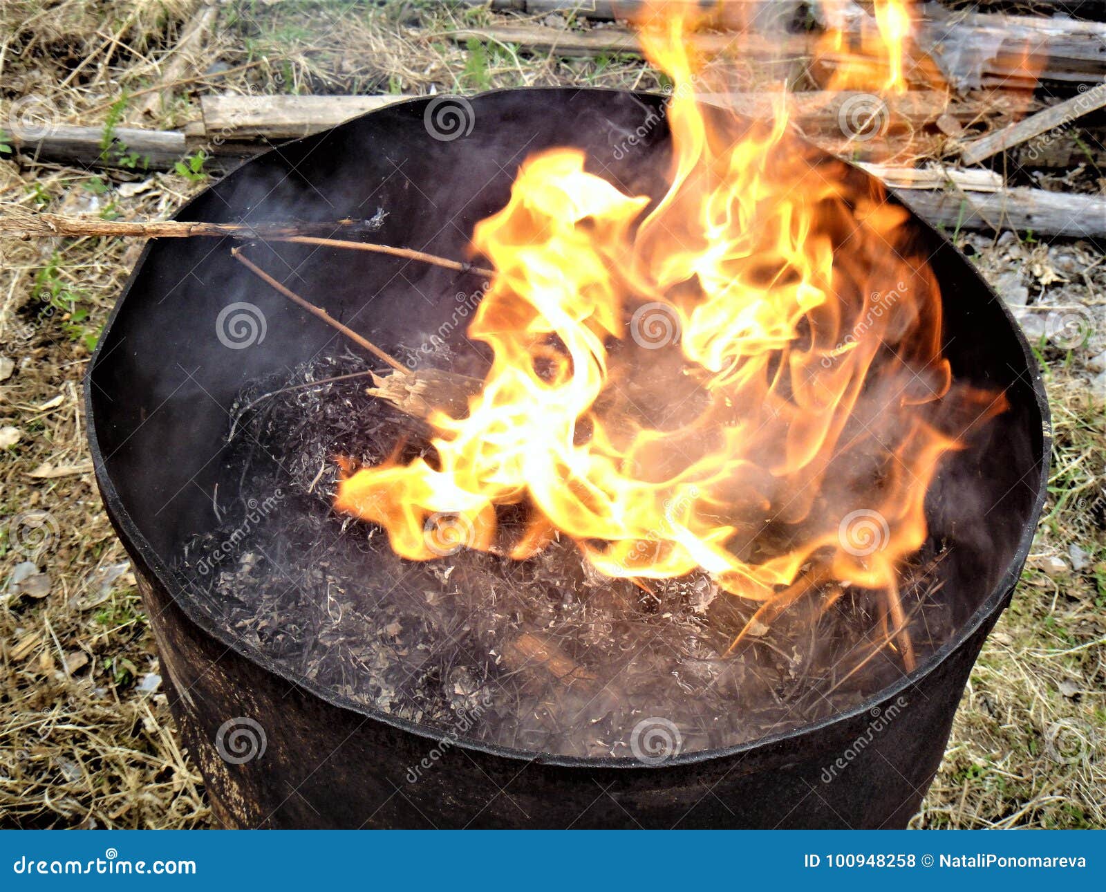 There is No Smoke without Fire Stock Photo - Image of tree, grass ...