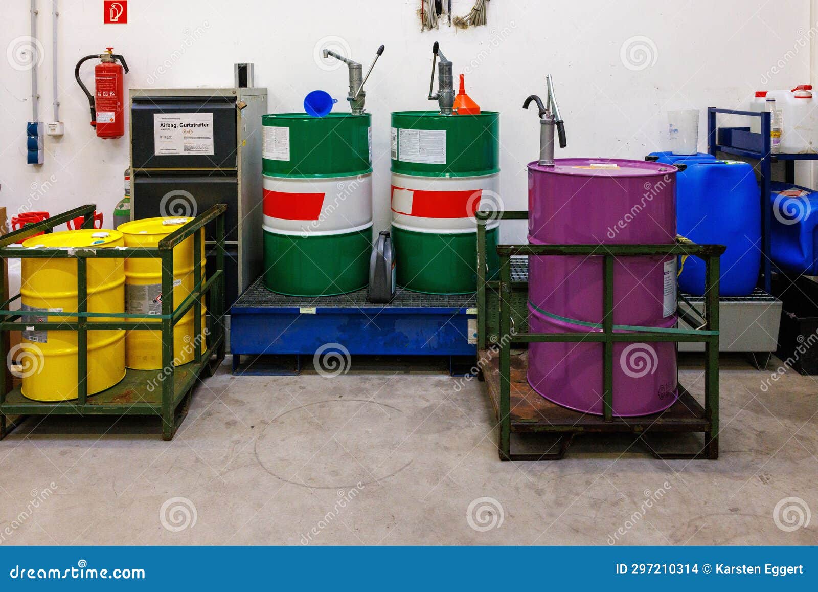 There are Oil Drums in a Garage for Tapping Oil Stock Photo - Image of ...