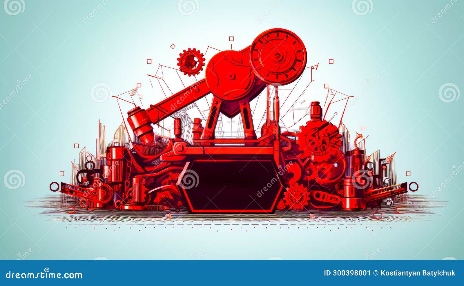 There is Red Picture of Machine with Gears and Gears on it. Generative ...