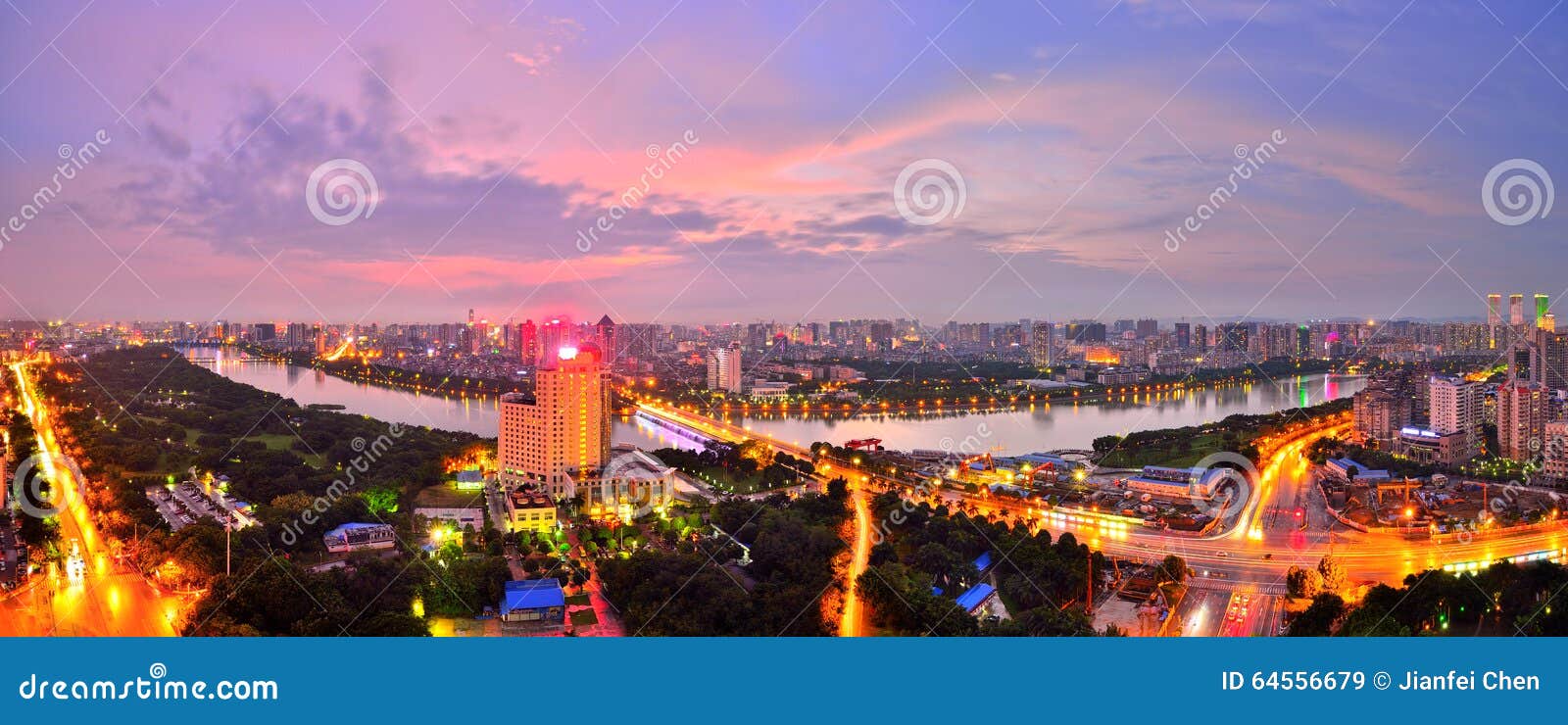 There is a Red Sunset Over Nanning,Guangxi Stock Image - Image of ...