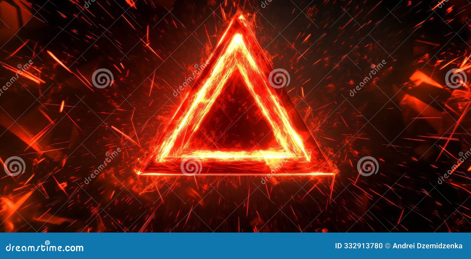 There is a Red Triangle Frame Icon Depicting a Broken or Attacked ...