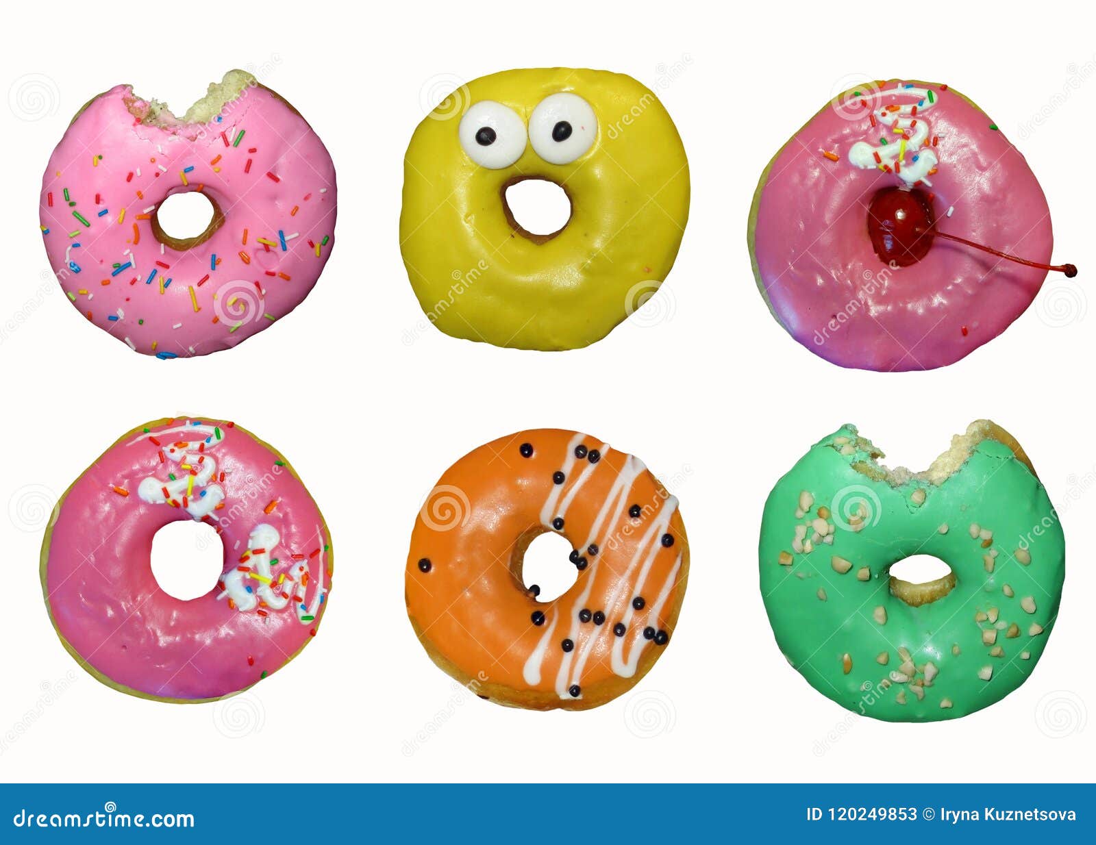 Set of six donuts stock image. Image of delicious, baking - 120249853