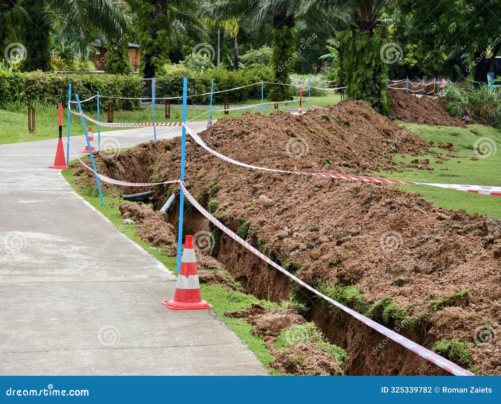 There is a Significant Heap of Soil beside the Road Stock Photo - Image ...