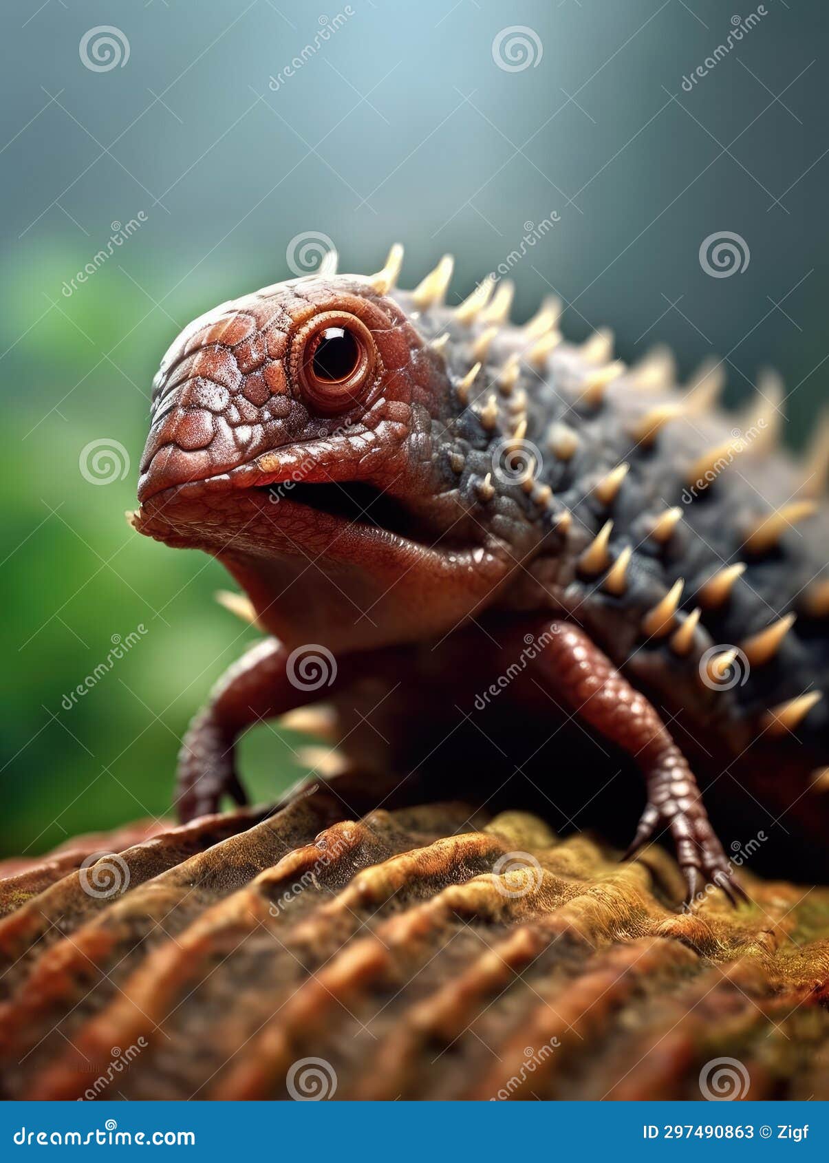 There is Small Lizard with Red Eyes and Sharp Teeth. the Lizard Has ...