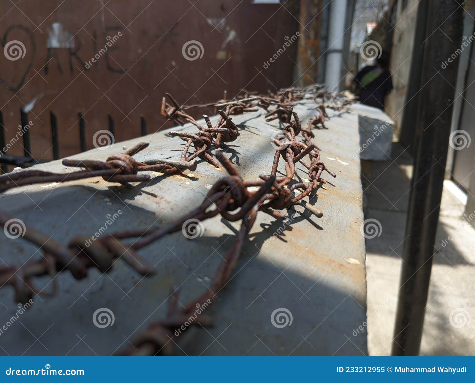 Rusty Wires Lying In A Mess On The Ground Construction Site. Concrete ...