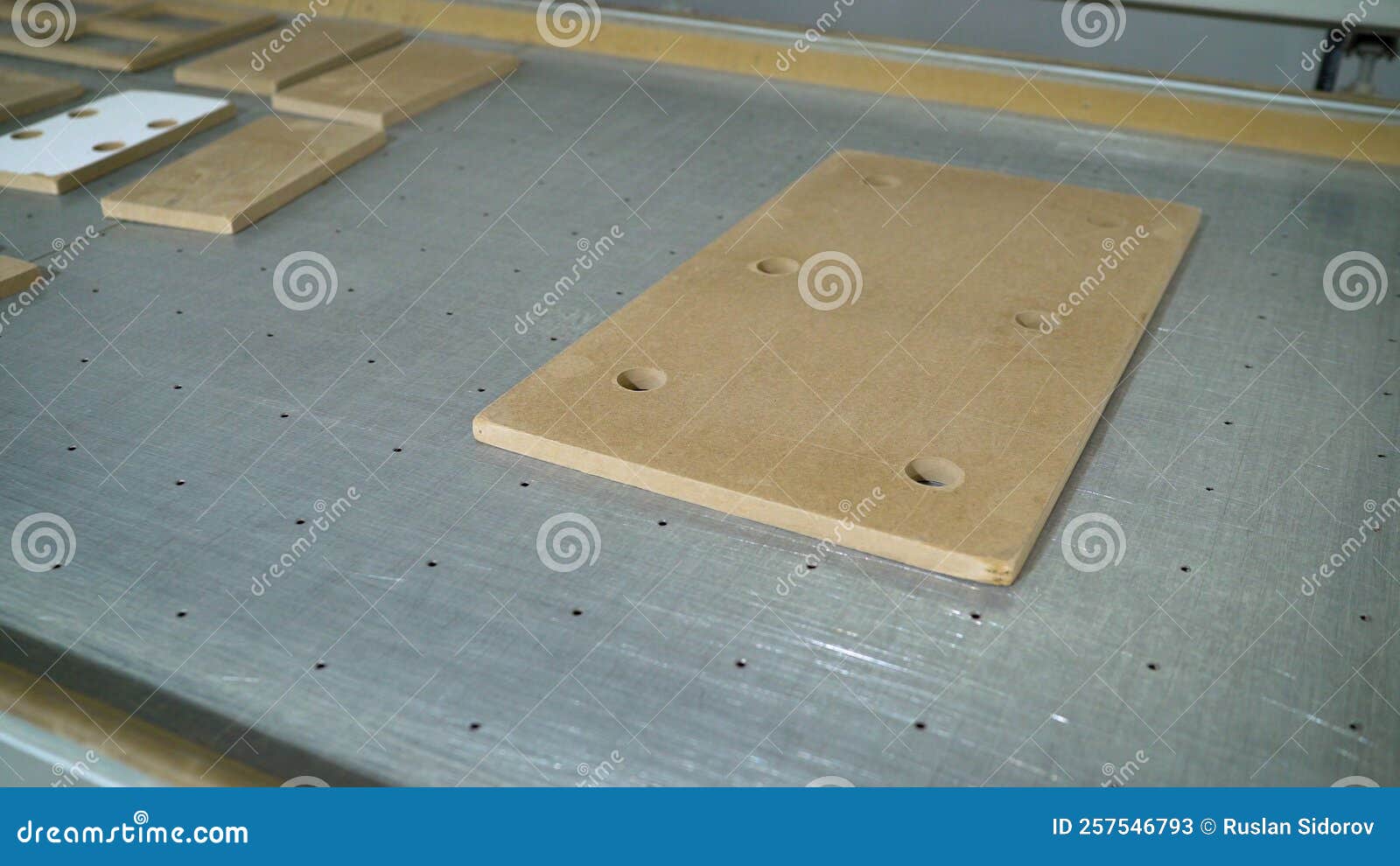 There is a Stack of OSB Sheets on the Table. Construction Material. OSB ...