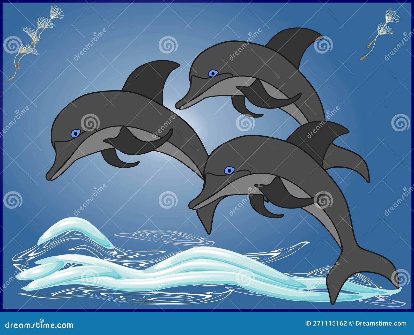 There are Three Dolphins Which are Jumping Playing in the Middle of ...