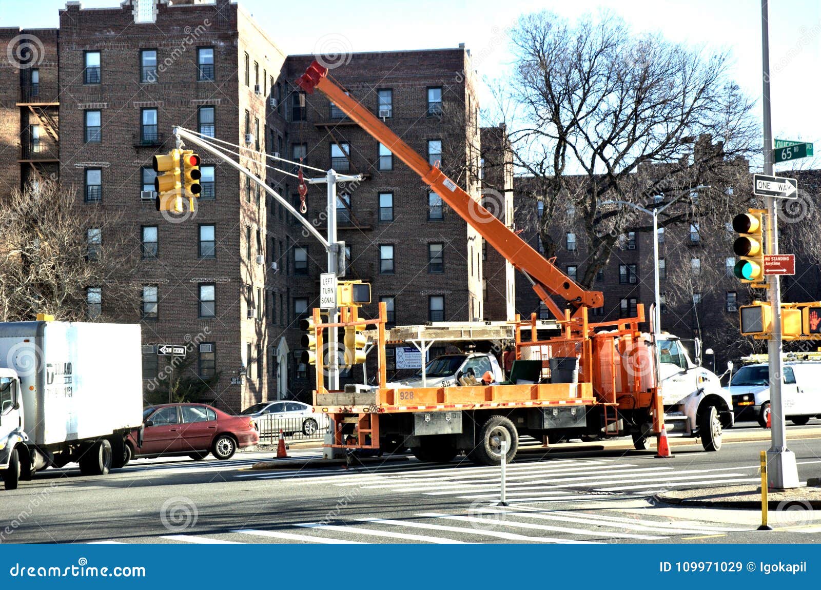 Traffic Light Repairing Replacement City Cross Road Editorial Stock ...