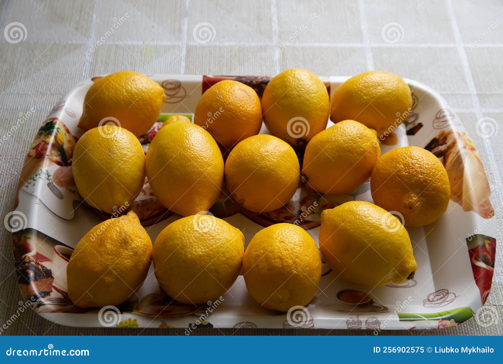 There is a Tray of Lemons on the Table. Stock Image - Image of citrus ...