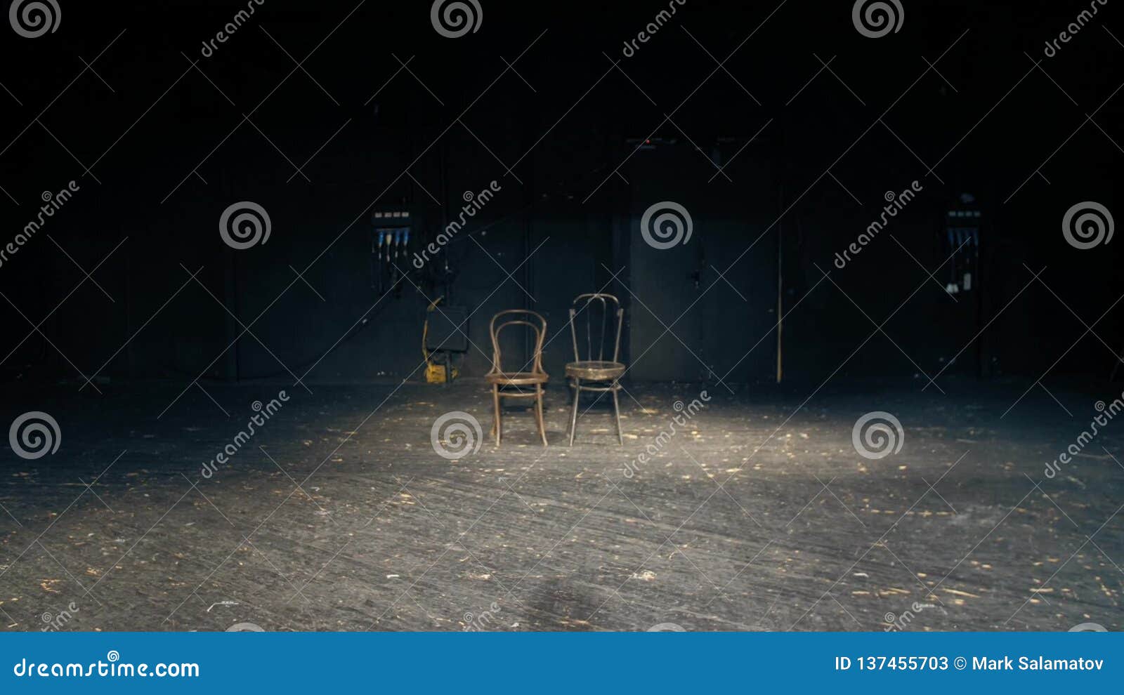 There are Two Chairs on an Empty Theater Stage. the End of the Play ...