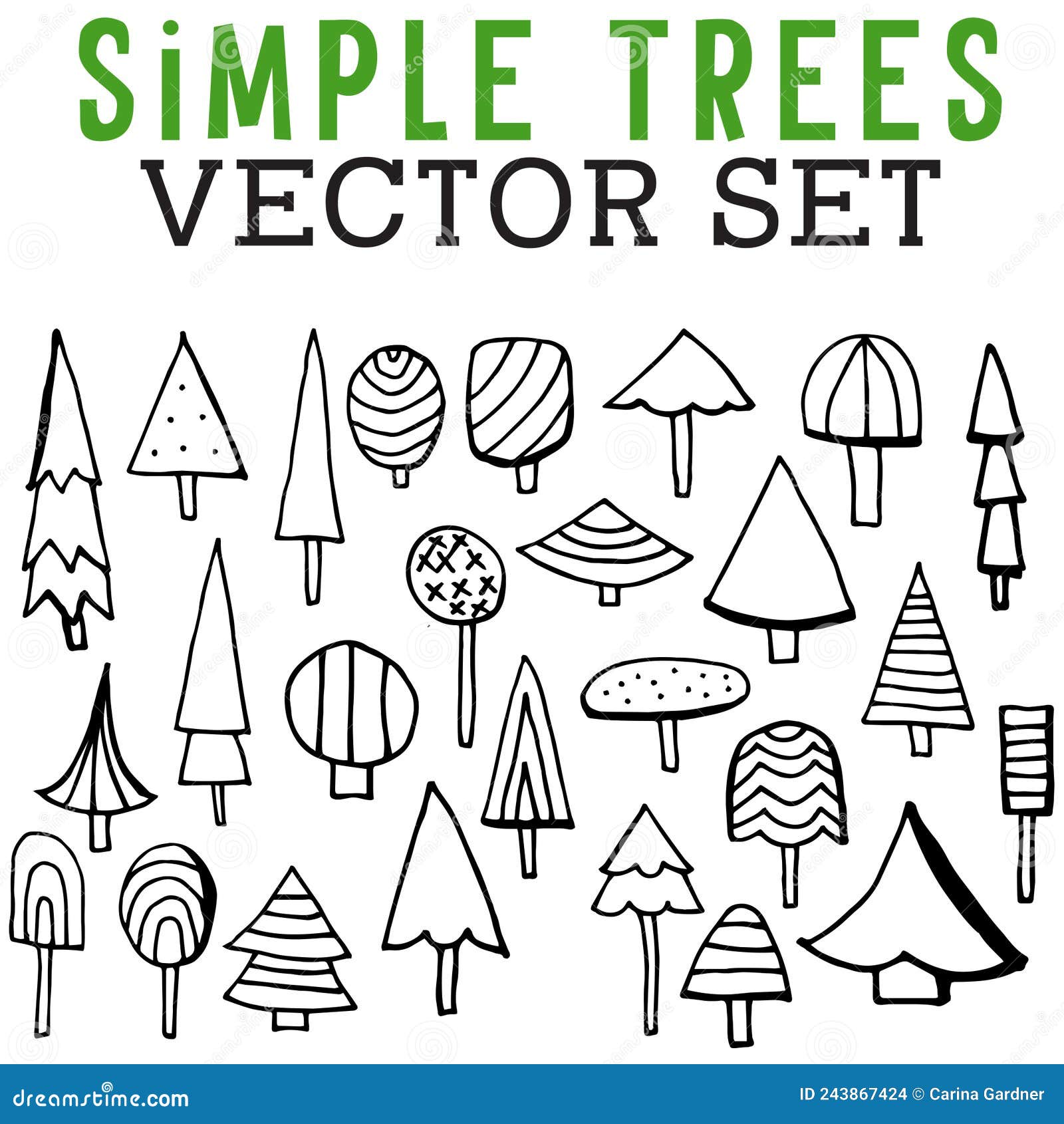 Simple Trees Vector Set with Tall Trees, Short Trees, Evergreens, and ...