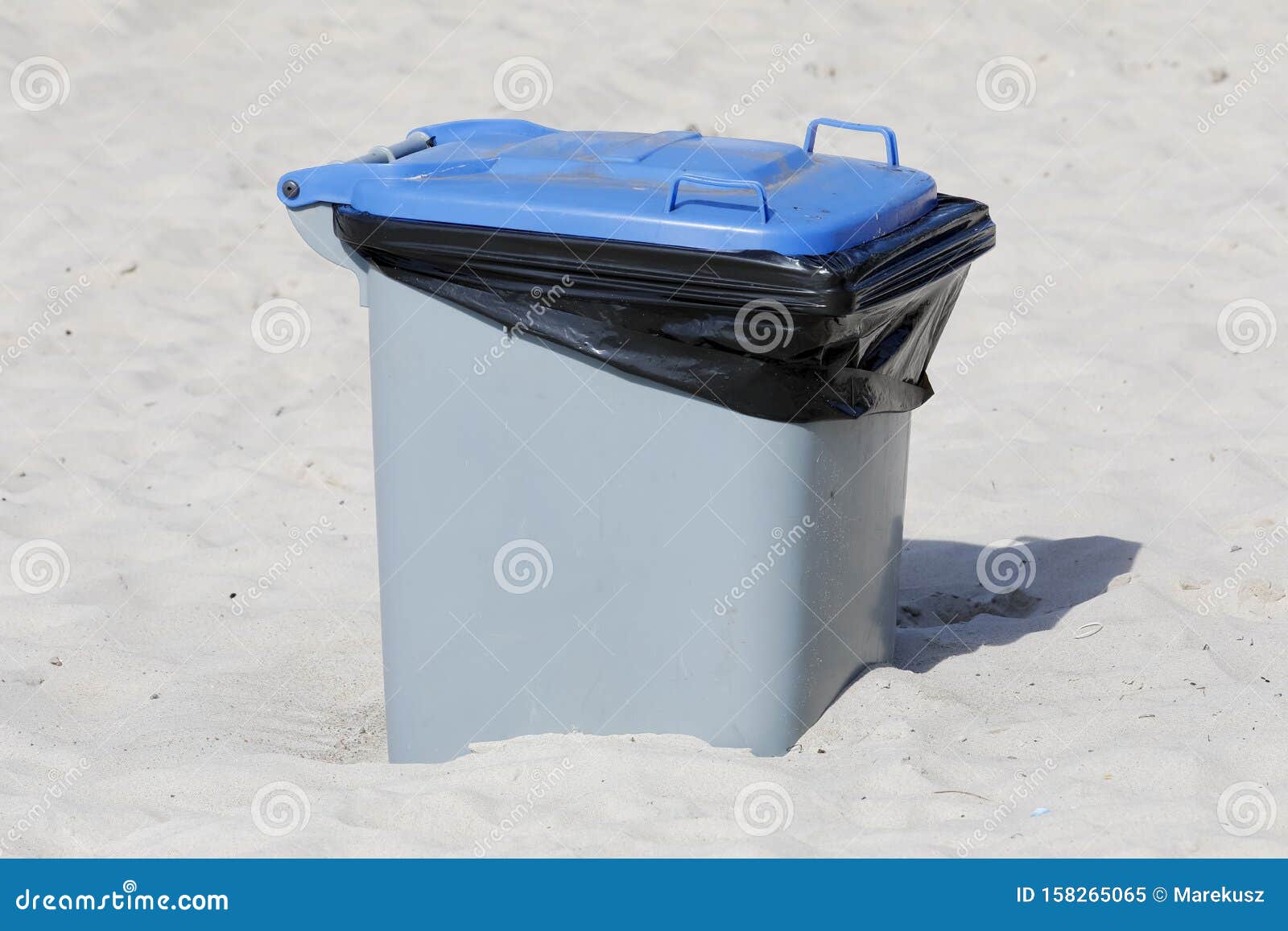 There is a Waste Bin on a Sandy Beach Stock Image - Image of sand ...