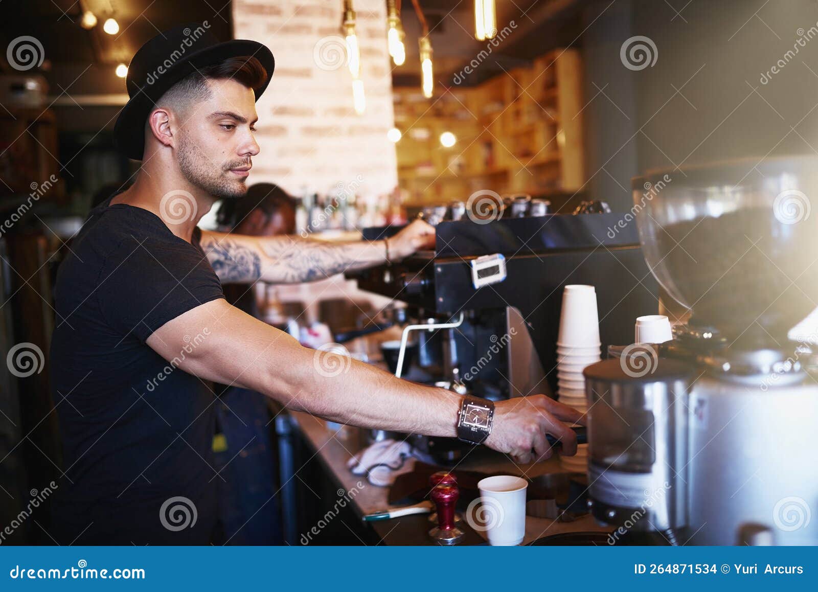 Theres Something about the Way he Works that Coffee Machine. a Young ...