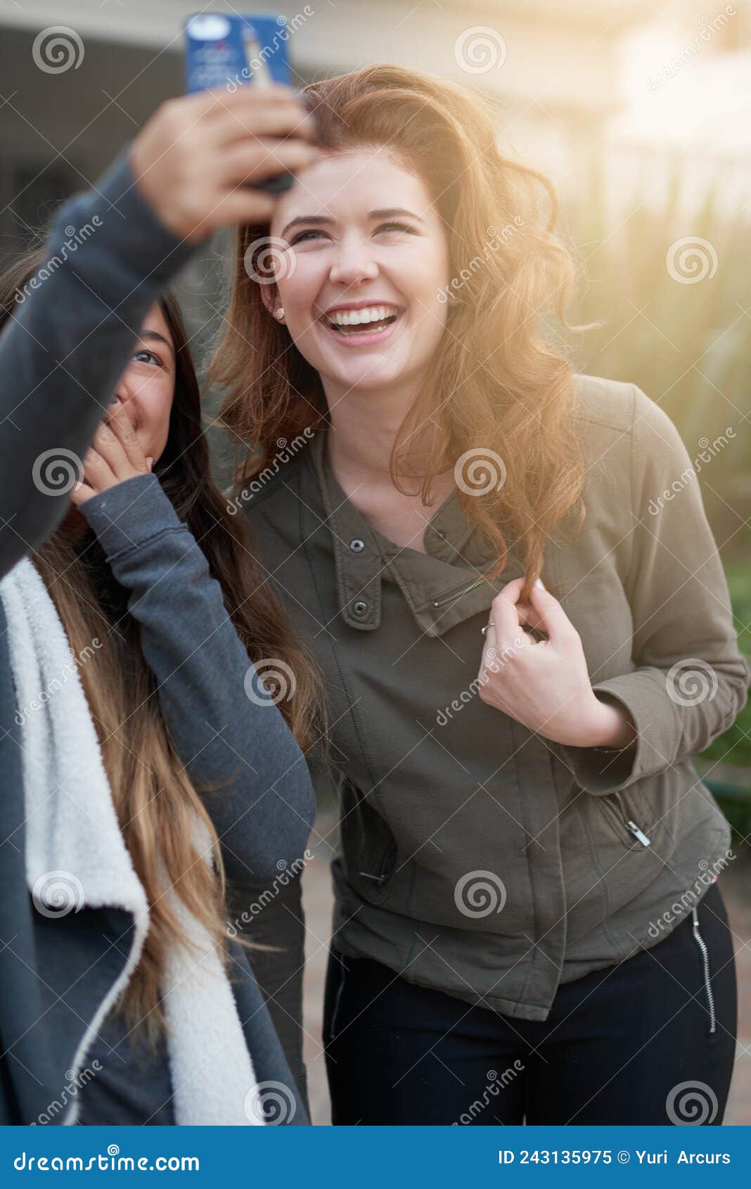 Theres Always Time For A Selfie Shot Of Two Young Women Taking A