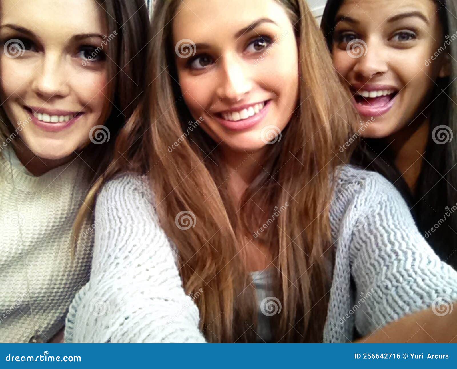 Theres Always Time For A Selfie Three Beautiful Young Women Taking A