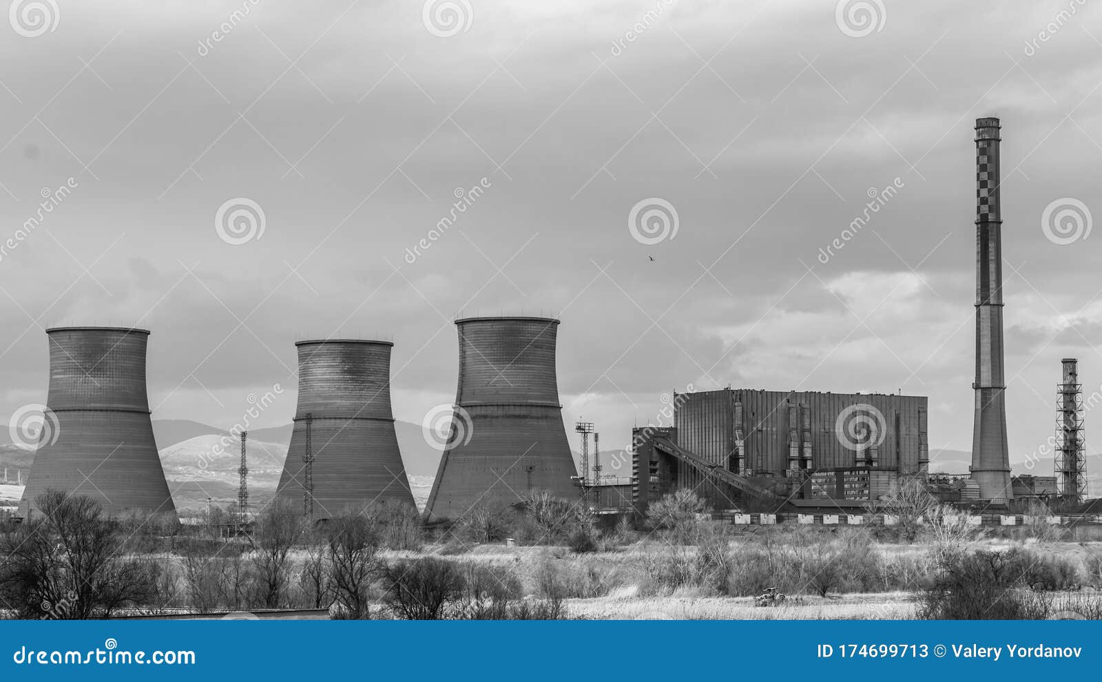 Thermal Coal Power Plant BW Stock Image - Image of pollution, ecology ...