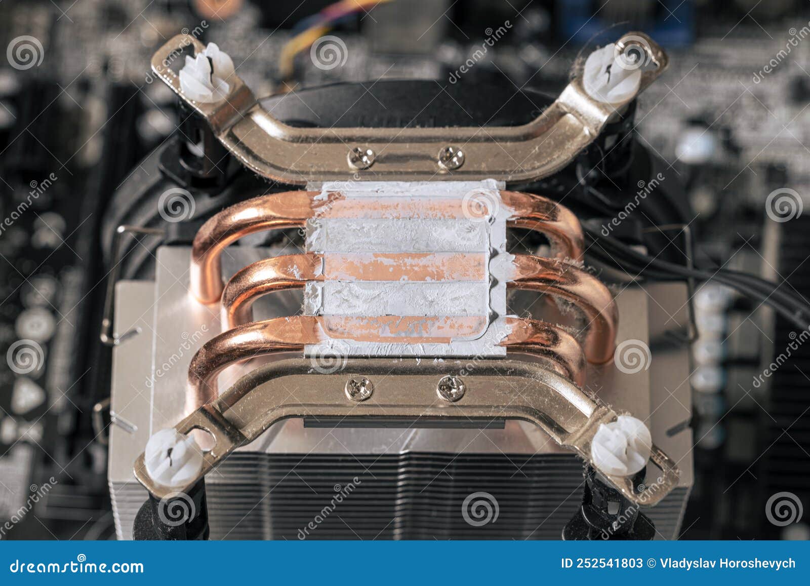Thermal Copper Pipes and Heatsink Mounted on a Computer Processor ...