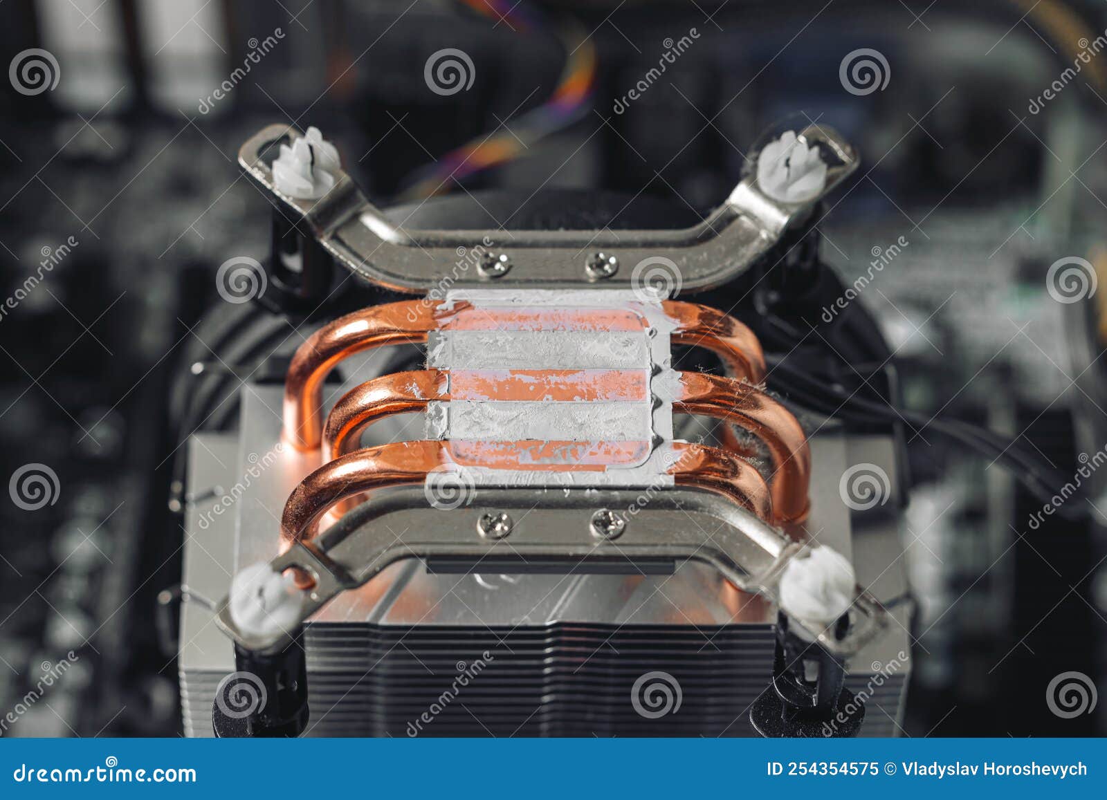 Thermal Copper Pipes and Heatsink Mounted on a Computer Processor ...