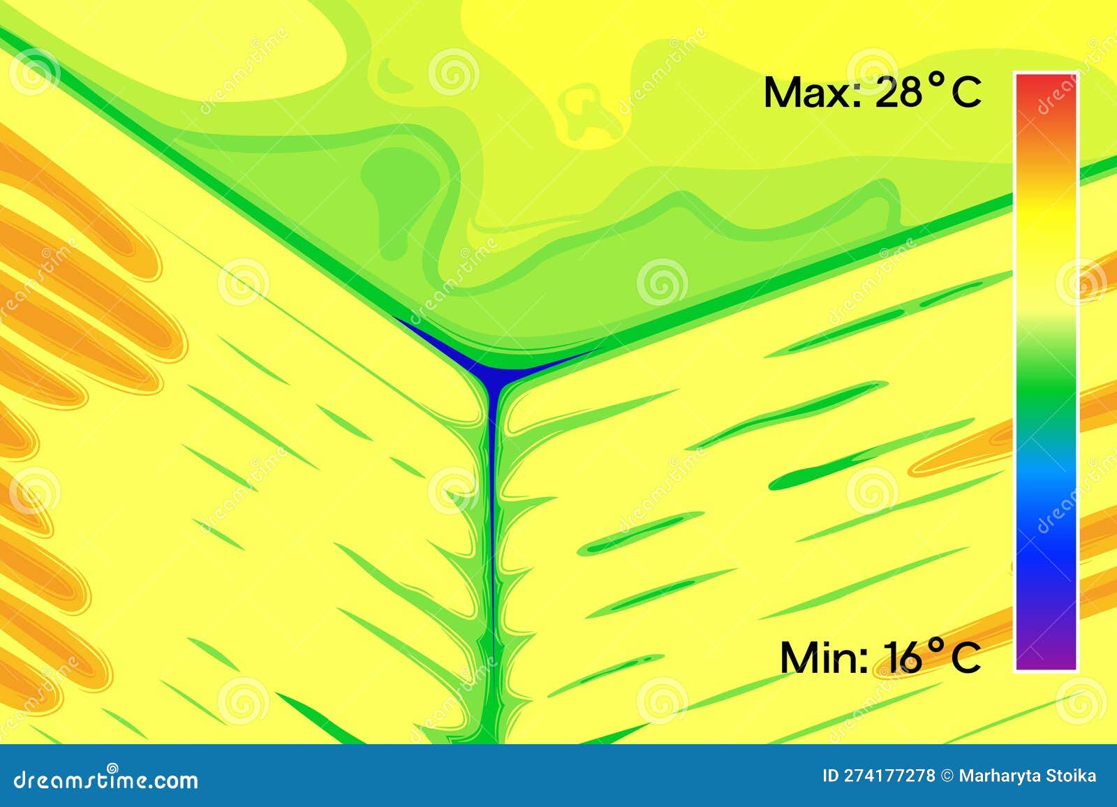 Thermal Image of Corner in Building Vector Illustration. Stock Vector ...